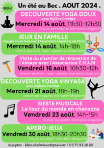 A La Bibliothèque Un été Au Bec Programme Du Mois D Août Mairie Du